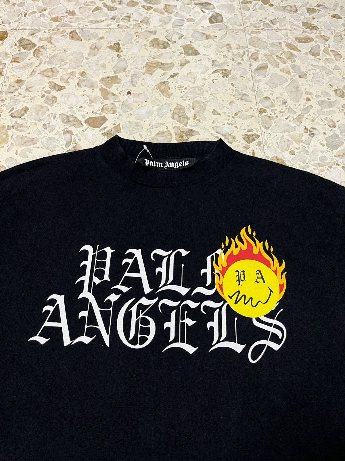Palm Angels Palm Angels Burning Head Logo Short-Sleeve Tee 'Black ...