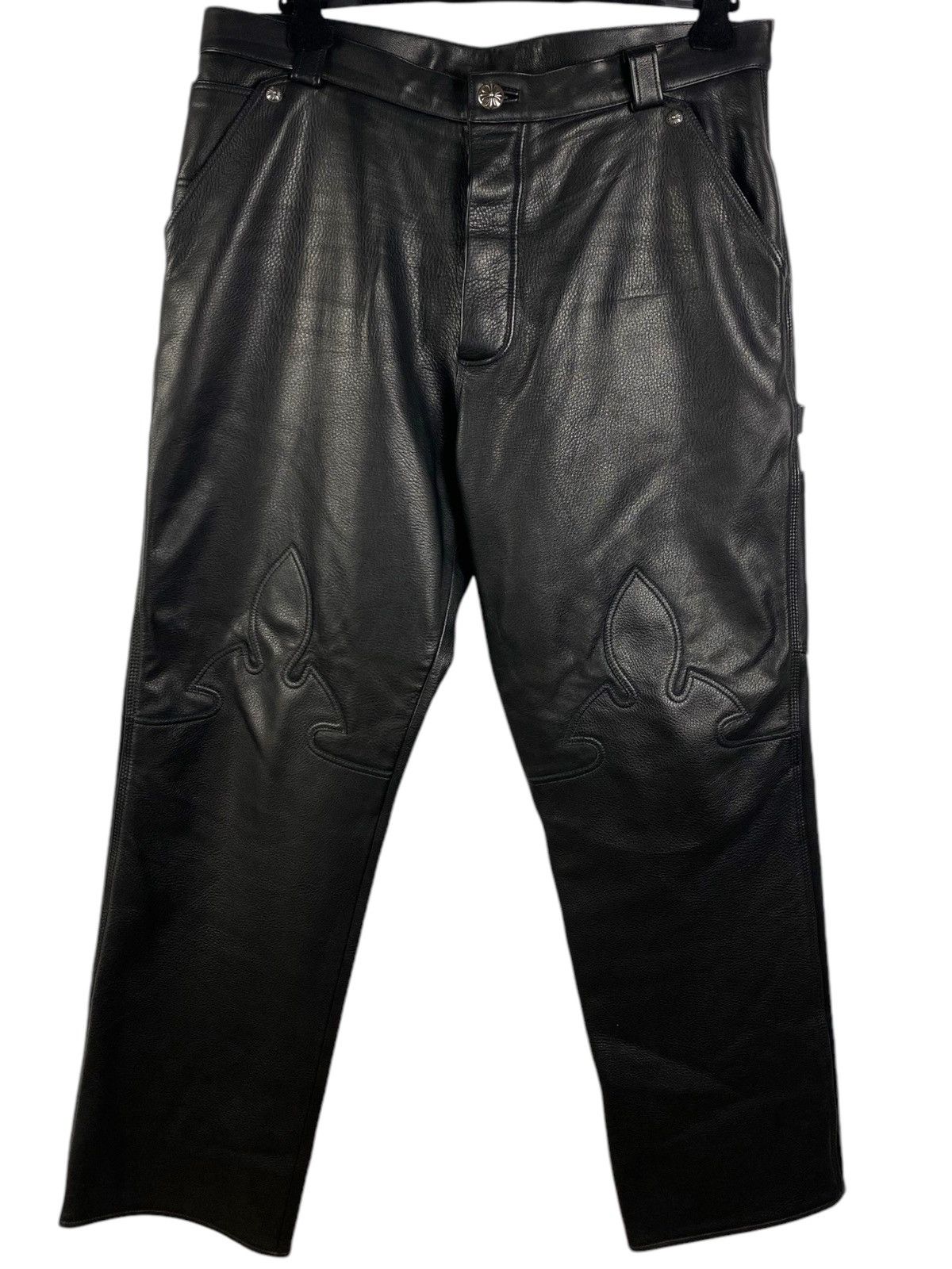 Chrome Hearts Chrome Hearts Fleur Knee Carpenter Leather Pants | Grailed