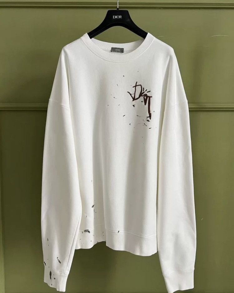 Dior × Travis Scott Dior x Cactus Jack Logo Slogan Painted Sweatshirt ...