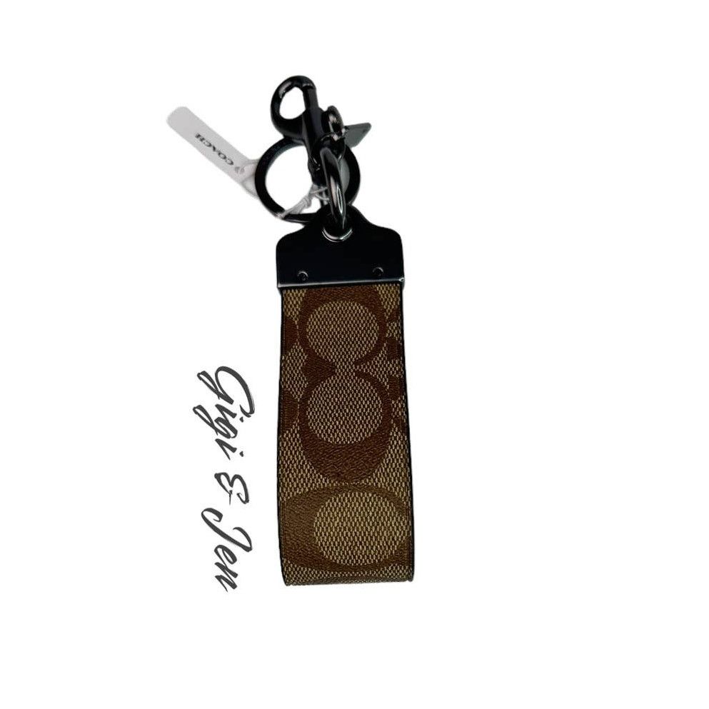 Coach Coach Loop Key Fob In Signature Canvas Khaki signature New | Grailed