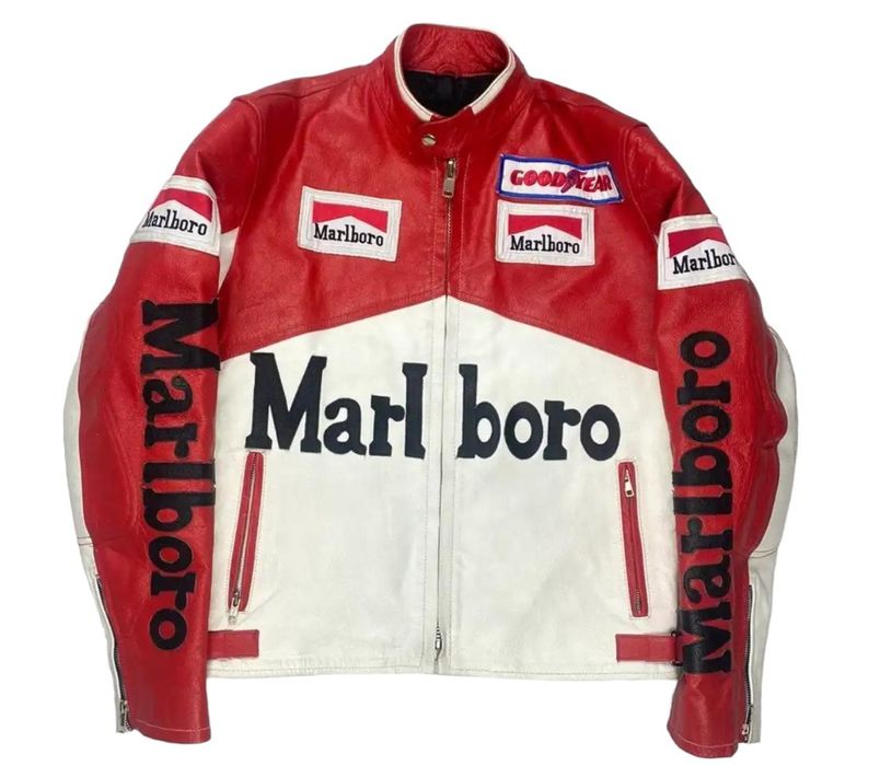 Marlboro Marlboro Suede Vintage Motorcycle Racing Leather Jacket | Grailed