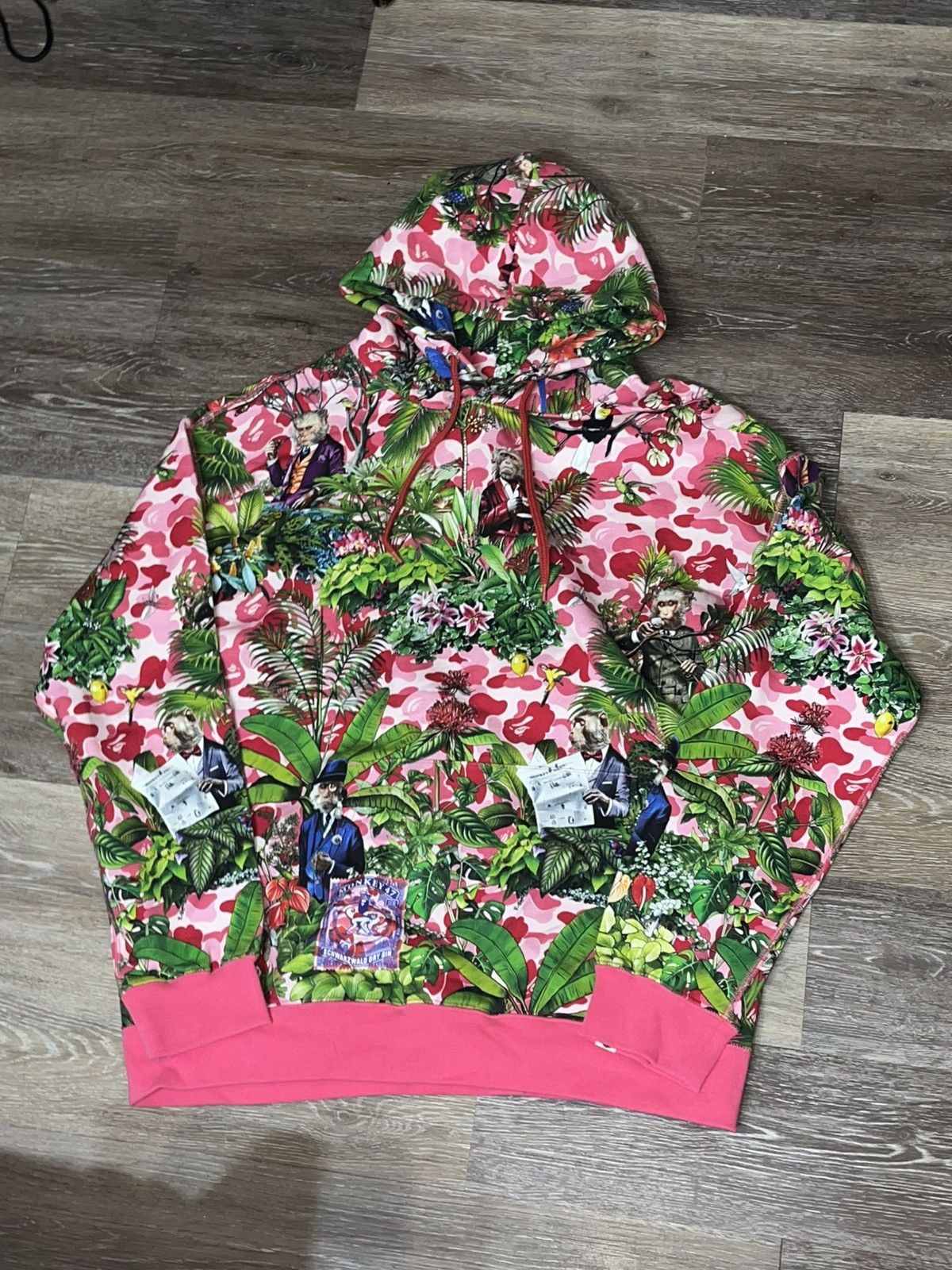 Bape A Bathing Ape X 47 Monkey ABC Pink Camo Pullover Hoodie | Grailed