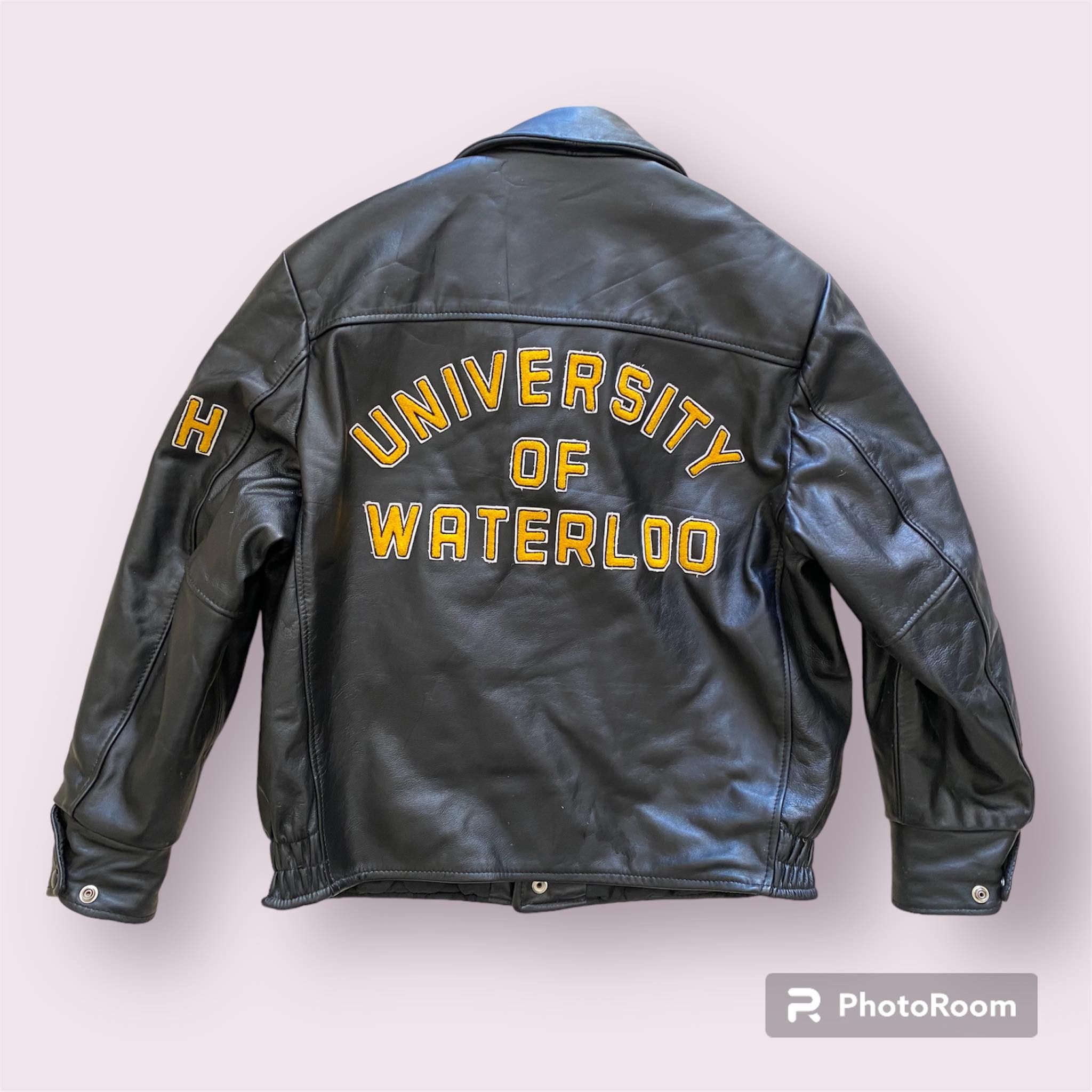 Varsity Jacket × Vintage Vintage Leather Varsity University Of Waterloo ...