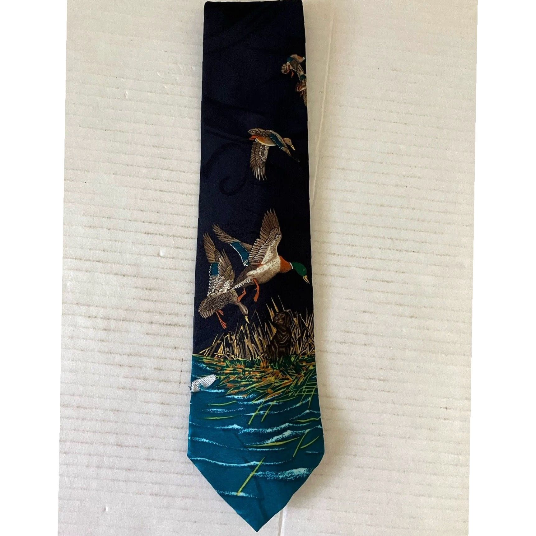 Vintage Mallard Ducks in Flight Polyester Necktie for Men with Classic ...