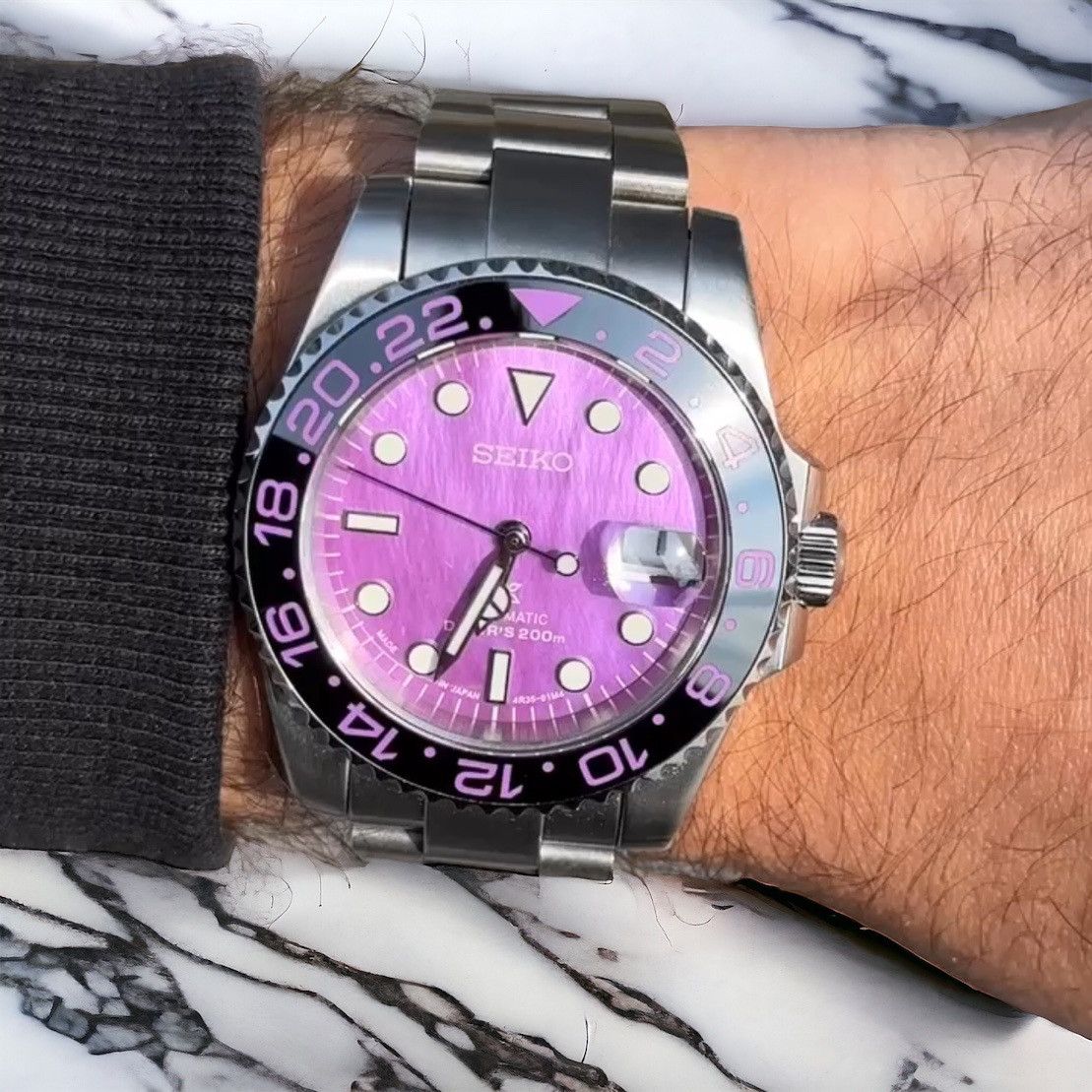 Japanese Brand × Seiko Seiko Prospex GMT-Master 2 Purple Black Steel ...