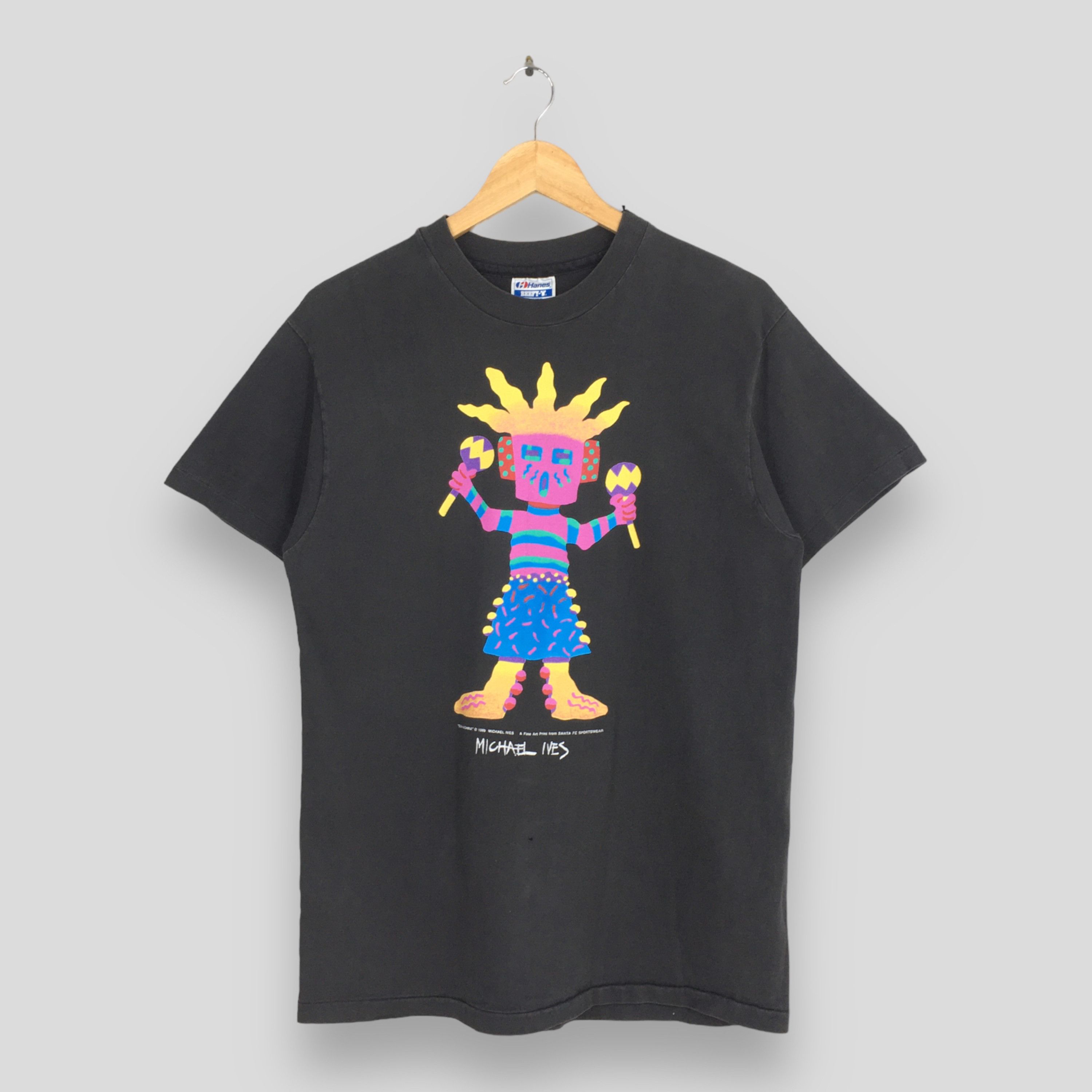 Vintage Vintage 90's Michael Ives Doll Artwork Black T shirt Large ...