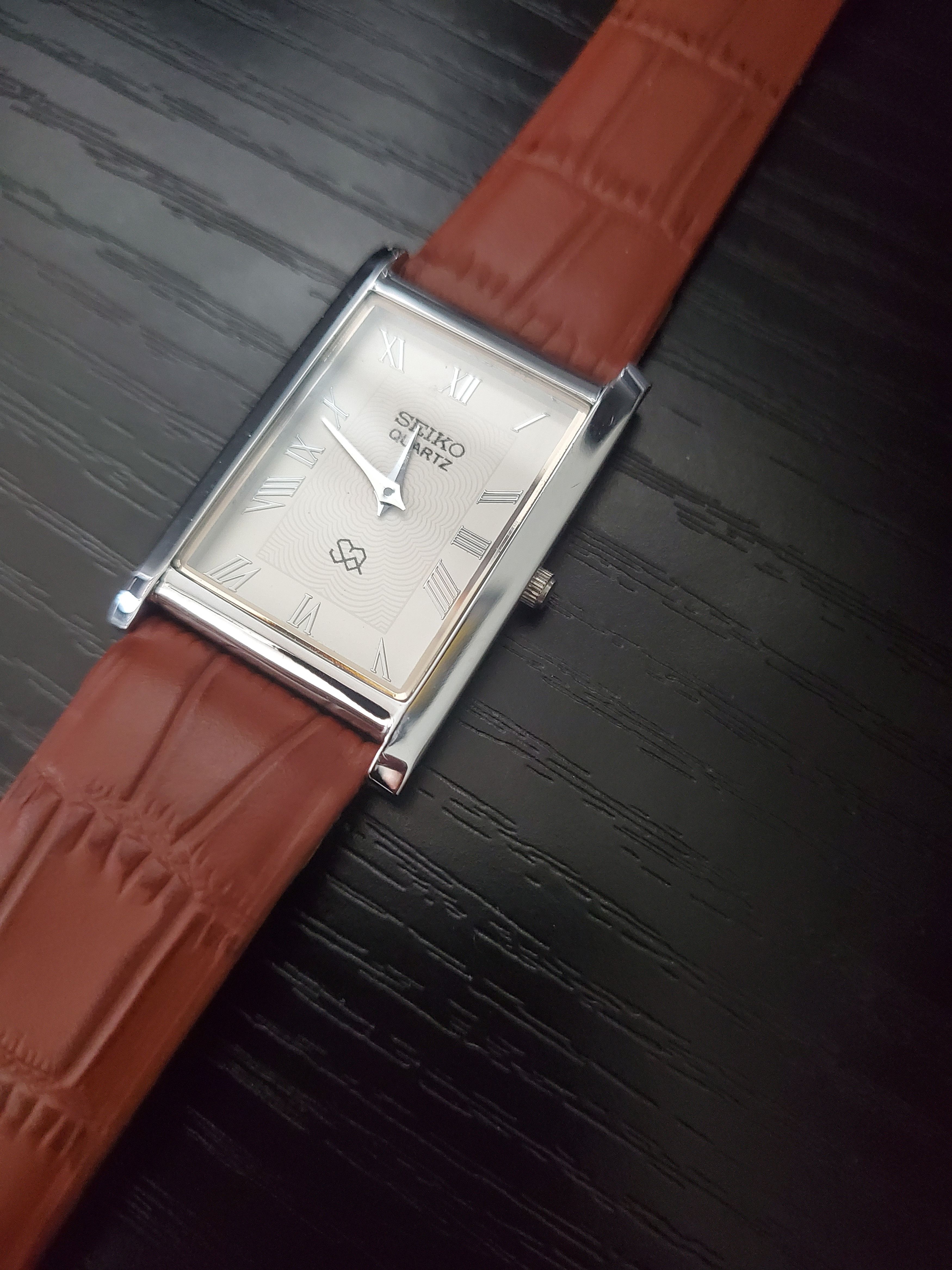 Seiko 🔥Rare - Vintage Seiko Slim Tank Quartz Men's Leather Watch | Grailed