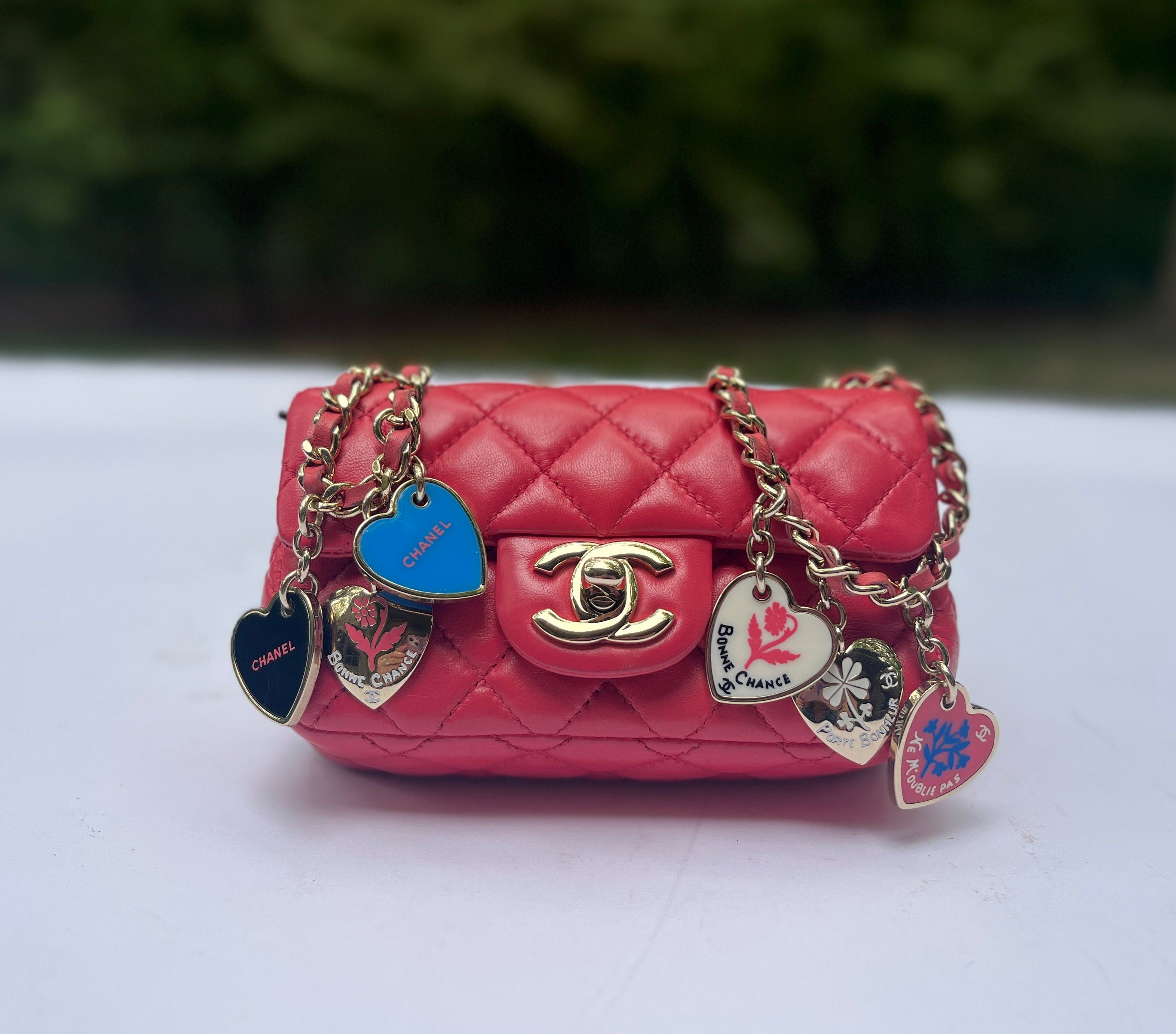 Chanel Chanel Quilted Lambskin Leather Charms Micro Mini Flap Pink ...