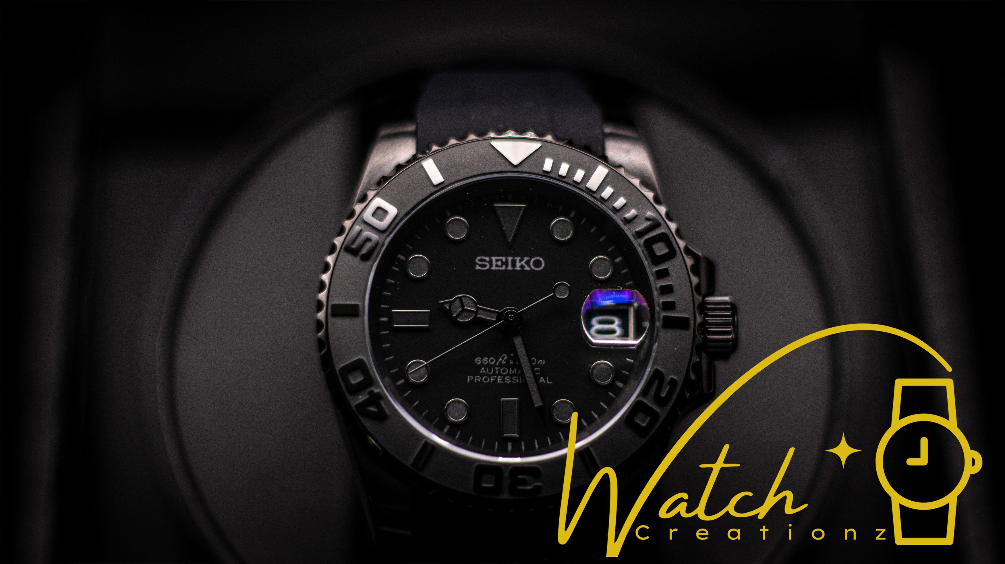 Custom × Seiko × Watch Custom Seiko Mod Watch NH35 41mm Stealth Yacht-Master | Grailed