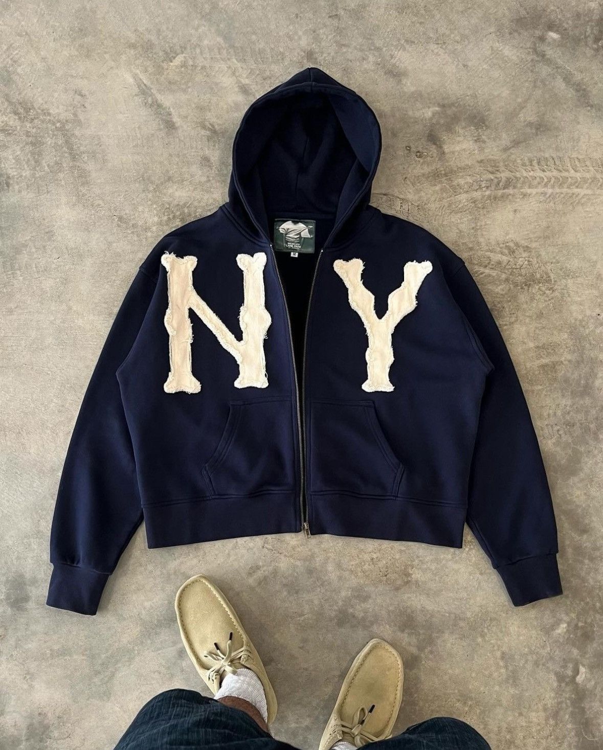Vintage MemoryLanePark New York Zip-Up Hoodie, Size Large, Navy | Grailed