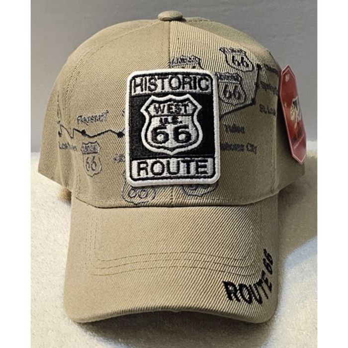 Vintage HISTORIC ROUTE 66 HIGHWAY FREEWAY MAP CITIES BASEBALL CAP ...