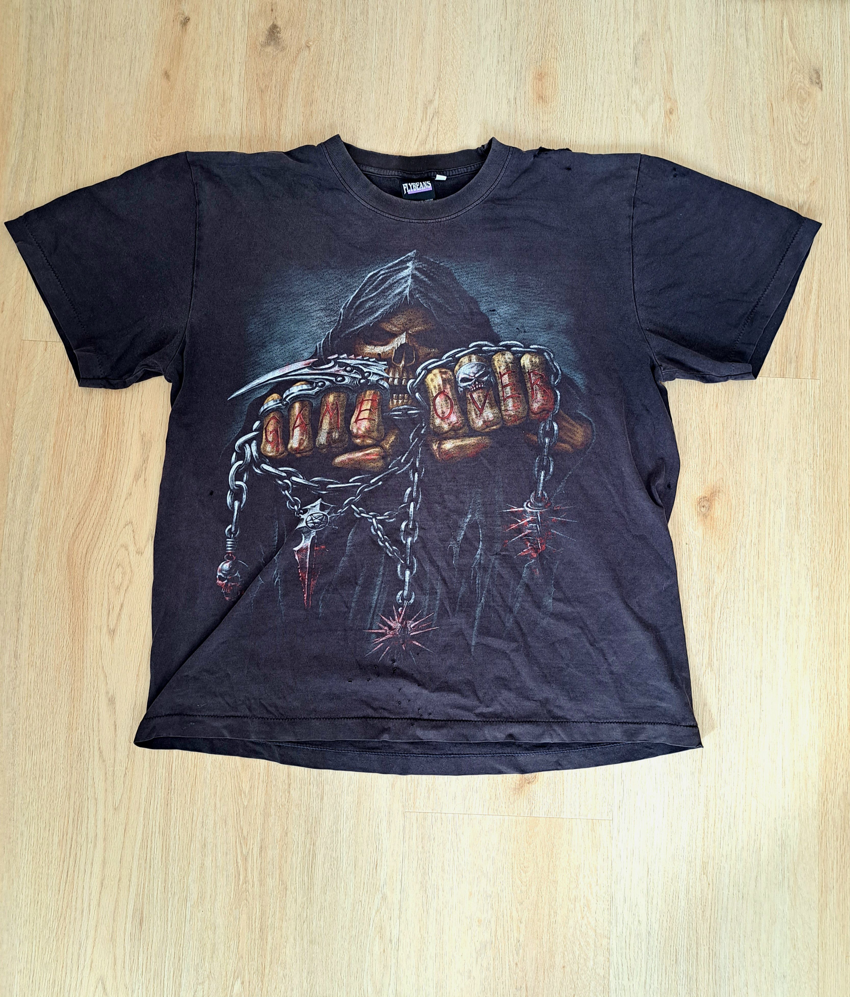 Avant Garde × Streetwear × Vintage Vintage Flybeans “Game Over” Skull T ...