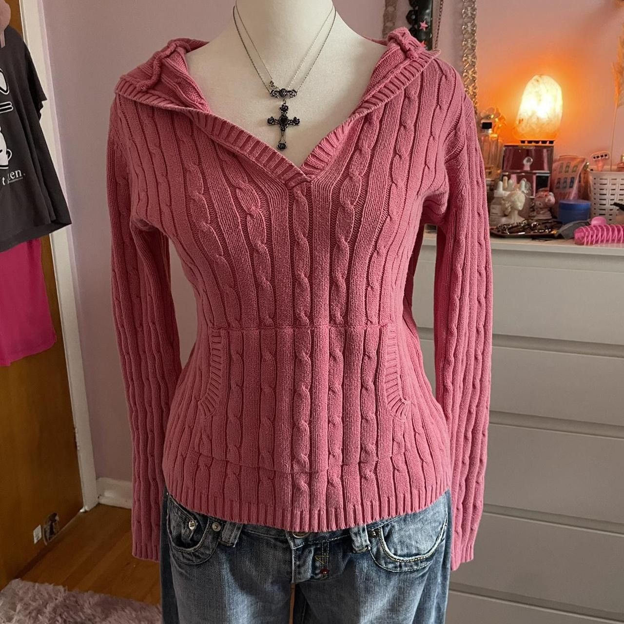 Vintage 2000s Blush Pink Cable Knit Sweater | Grailed
