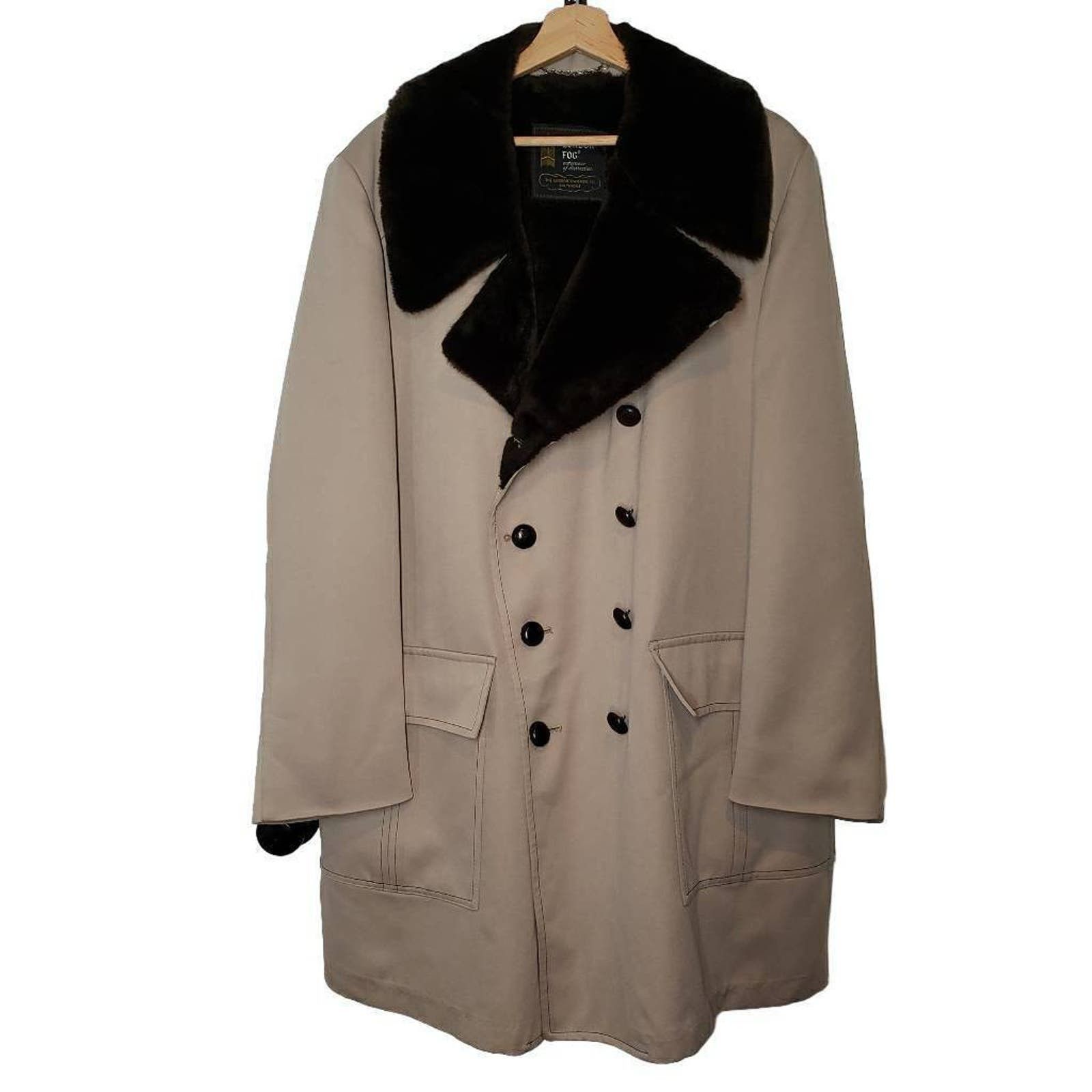 London Fog Vintage London Fog Trench Coat Mens 42 Faux Fur 70s Classic | Grailed