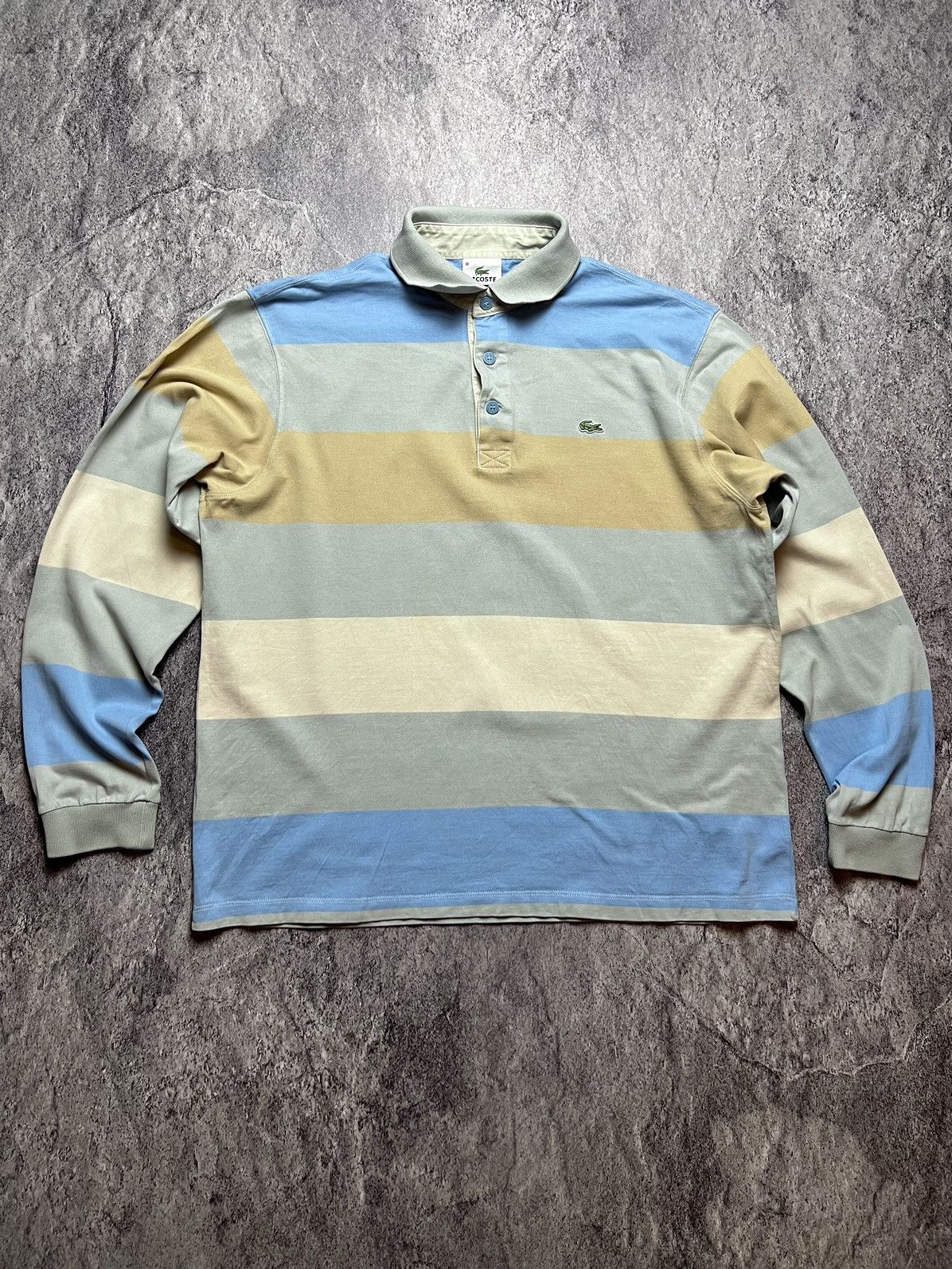 Vintage 12K Lacoste pastel color striped rugby blokecore style tee ...