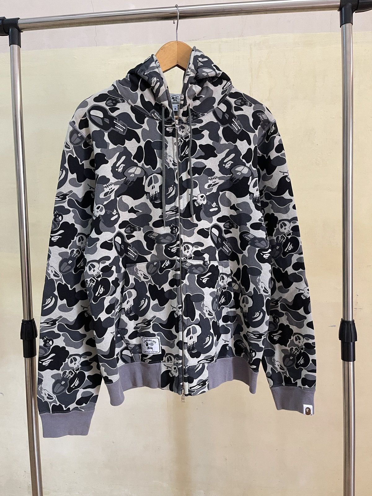 Bape Fullziphoodie BAPE x STUSSY skull camo | Grailed