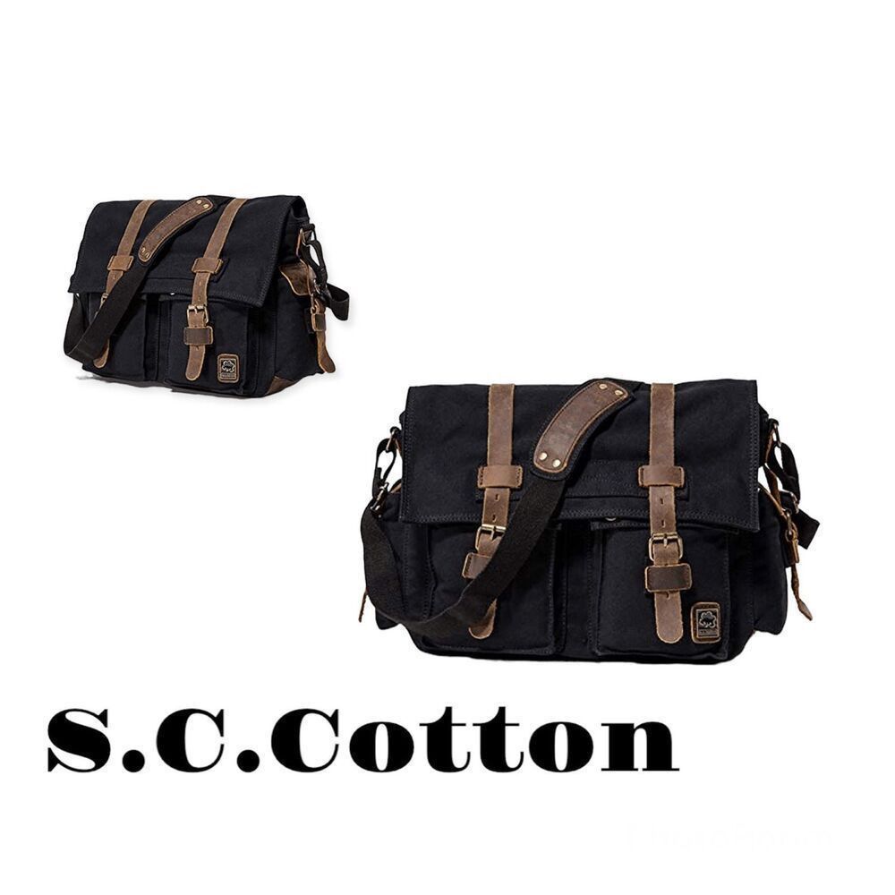 Other SC COTTON Messenger canvas leather backpack bag | Grailed