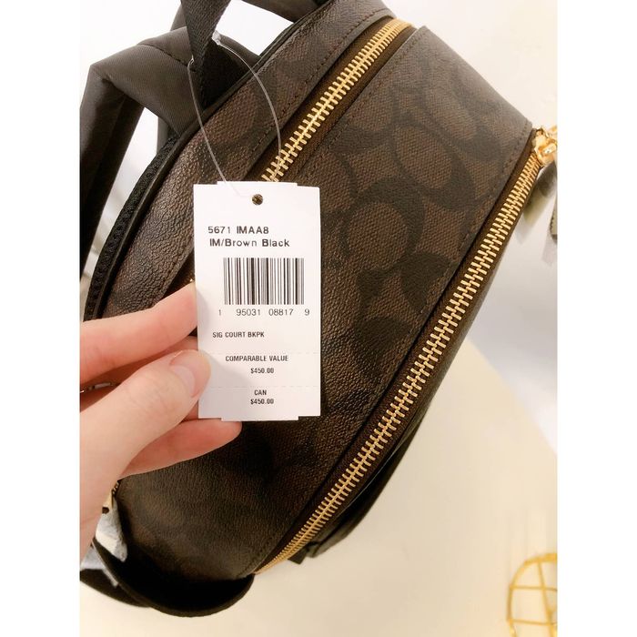 Coach Coach 5671 Court Backpack In Signature Canvas Brown Black | Grailed