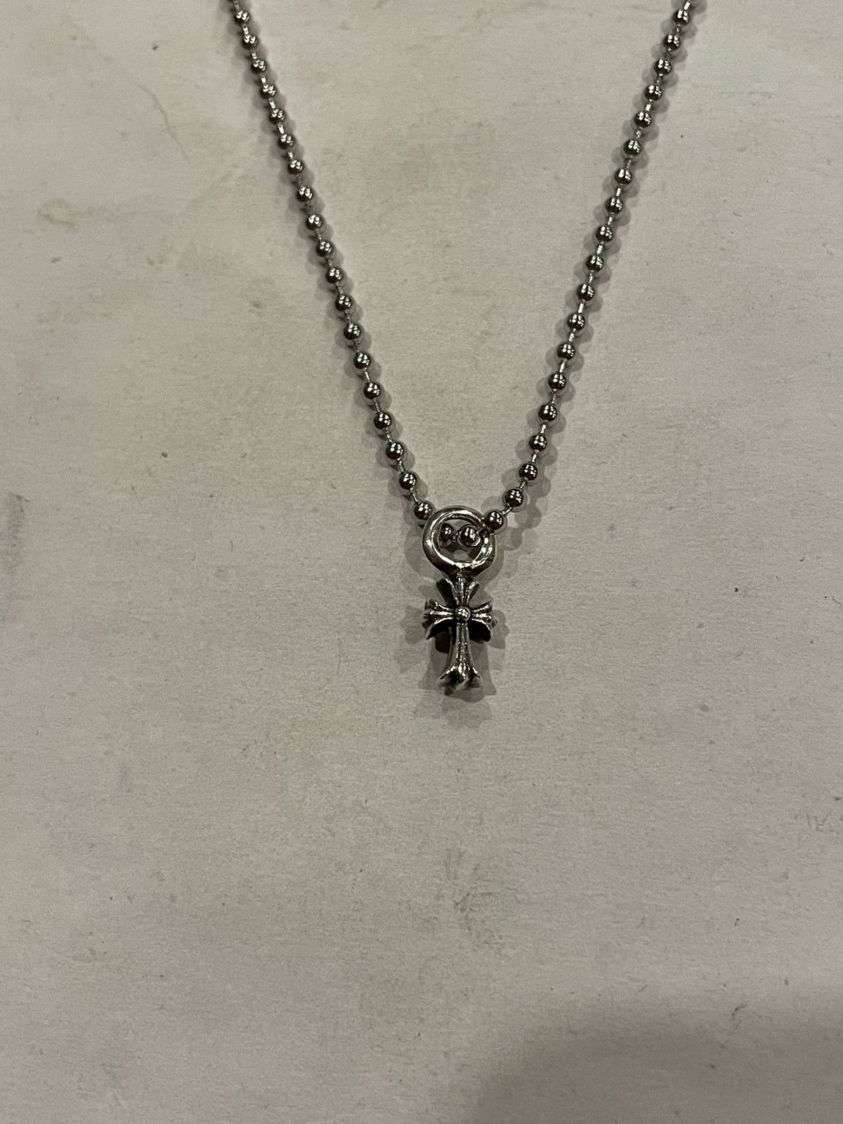Chrome Hearts Chrome Hearts Cross Pendant Ball Chain Silver Necklace ...