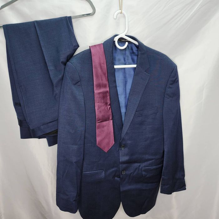 Kenneth Cole Kenneth Cole Awearness Blue Slim Fit Suit With Tie 42 R ...
