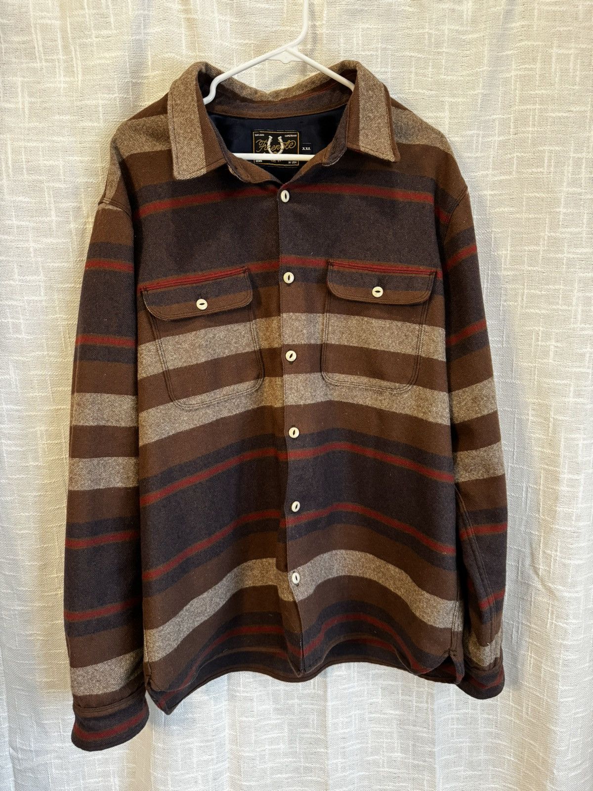 Freenote Cloth Freenote Benson Brown Stripe Wool Shirt w/ bone buttons ...