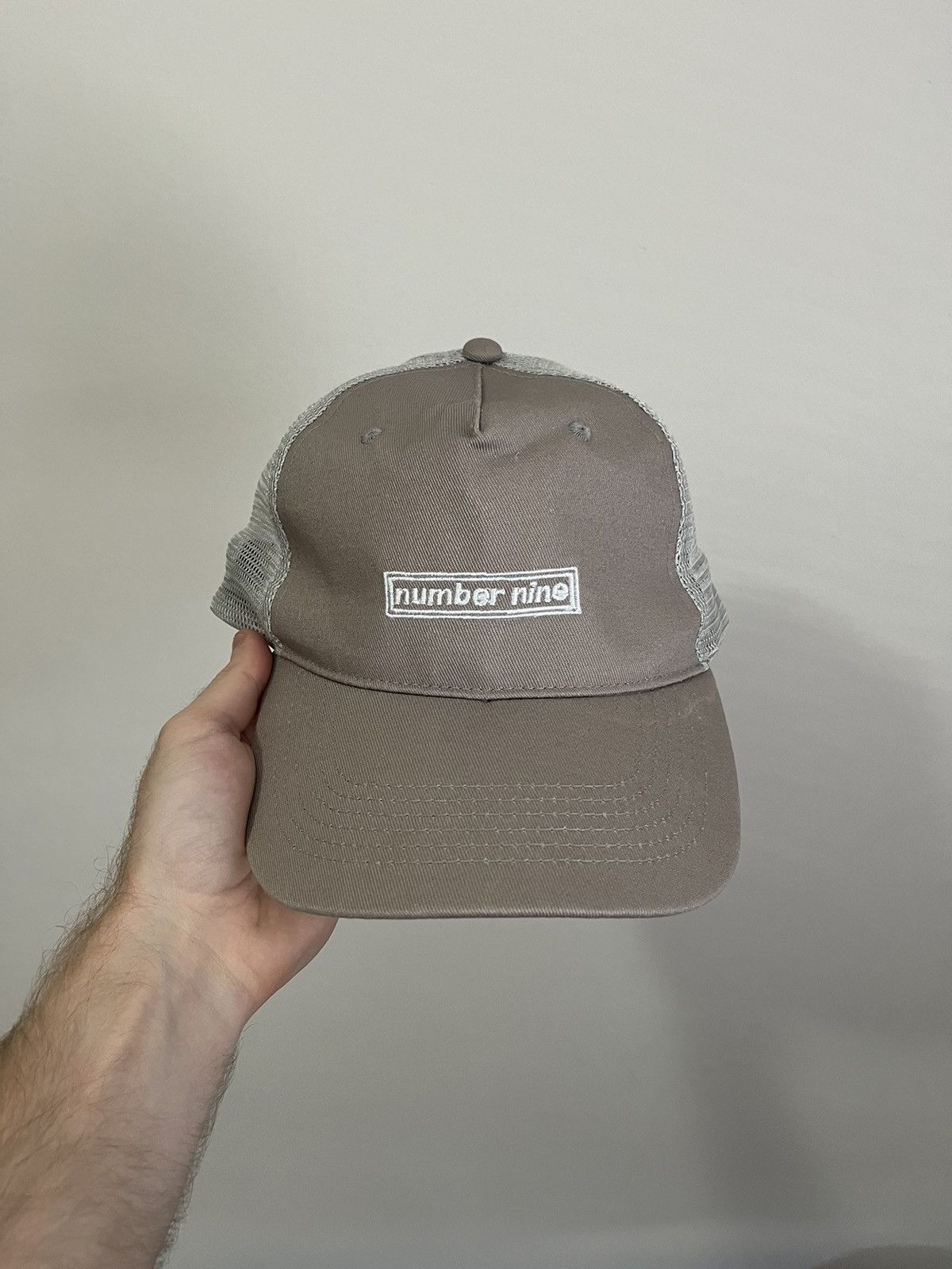 Number (N)ine Number Nine Box Logo Trucker Hat Brown | Grailed