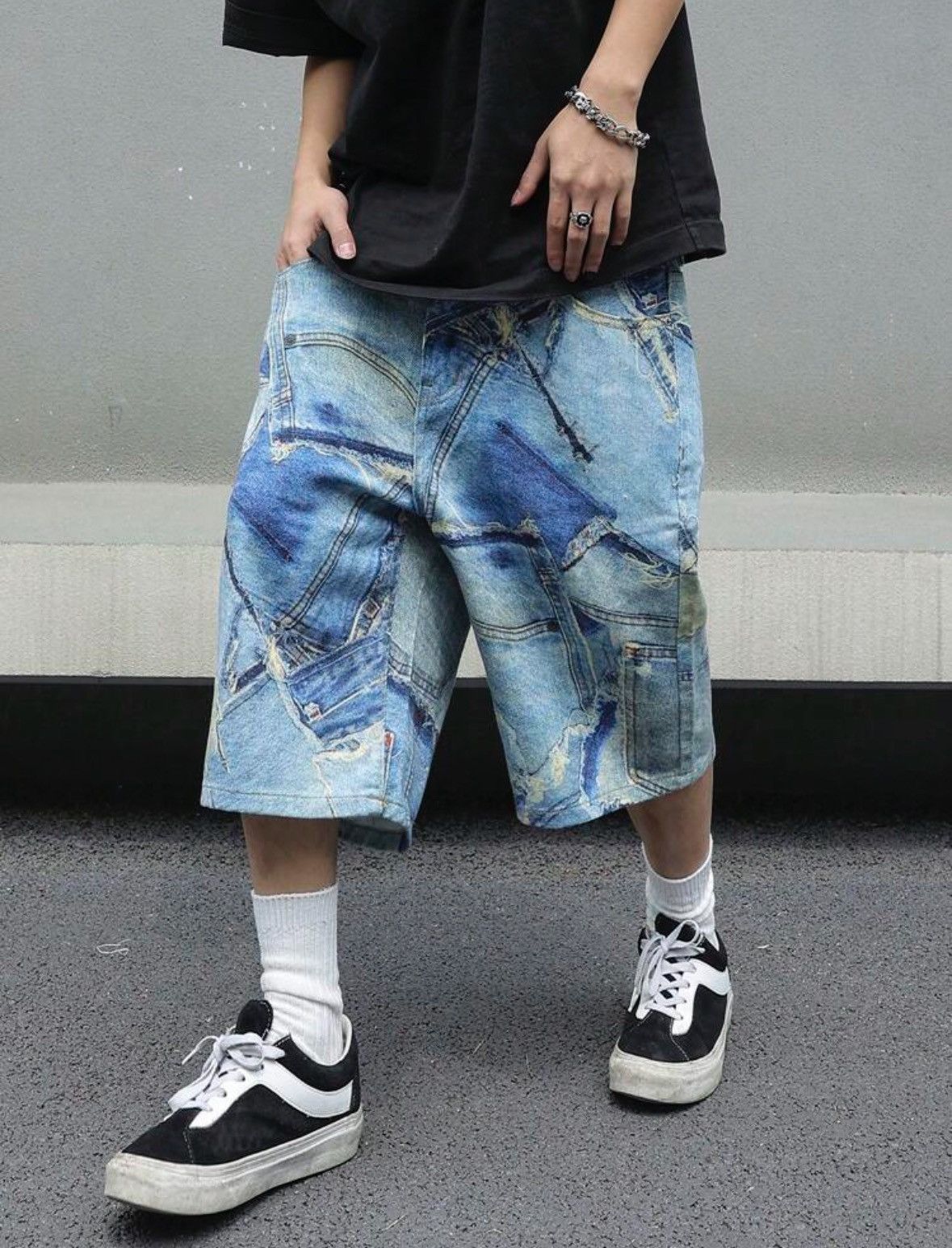 Vintage Jorts print patern denim baggy shorts jeans blue | Grailed