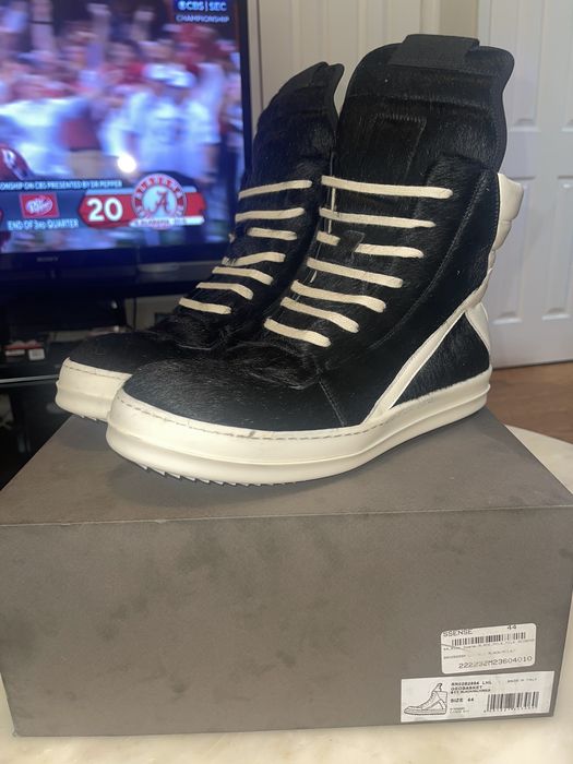 Rick Owens Black Rick Owens Pony Fur Geobaskets | Grailed