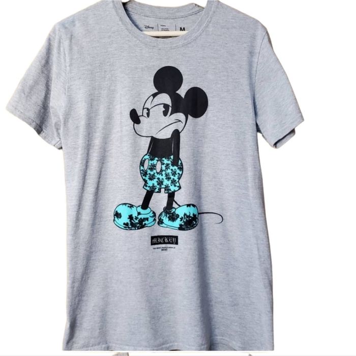 Neff Disney X Neff Mickey Tropical Turquois Print Gray T-Shirt | Grailed