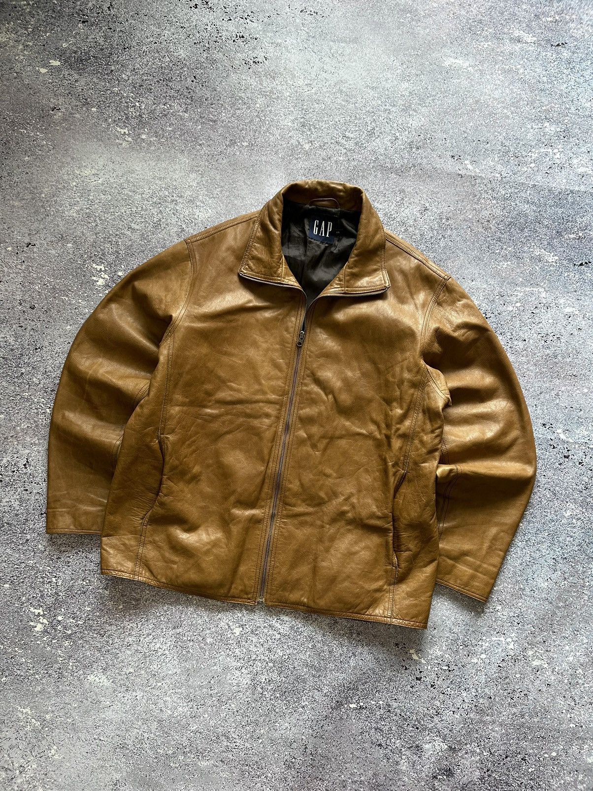 Gap GAP BROWN LEATHER JACKET VINTAGE MOTO BIKE | Grailed