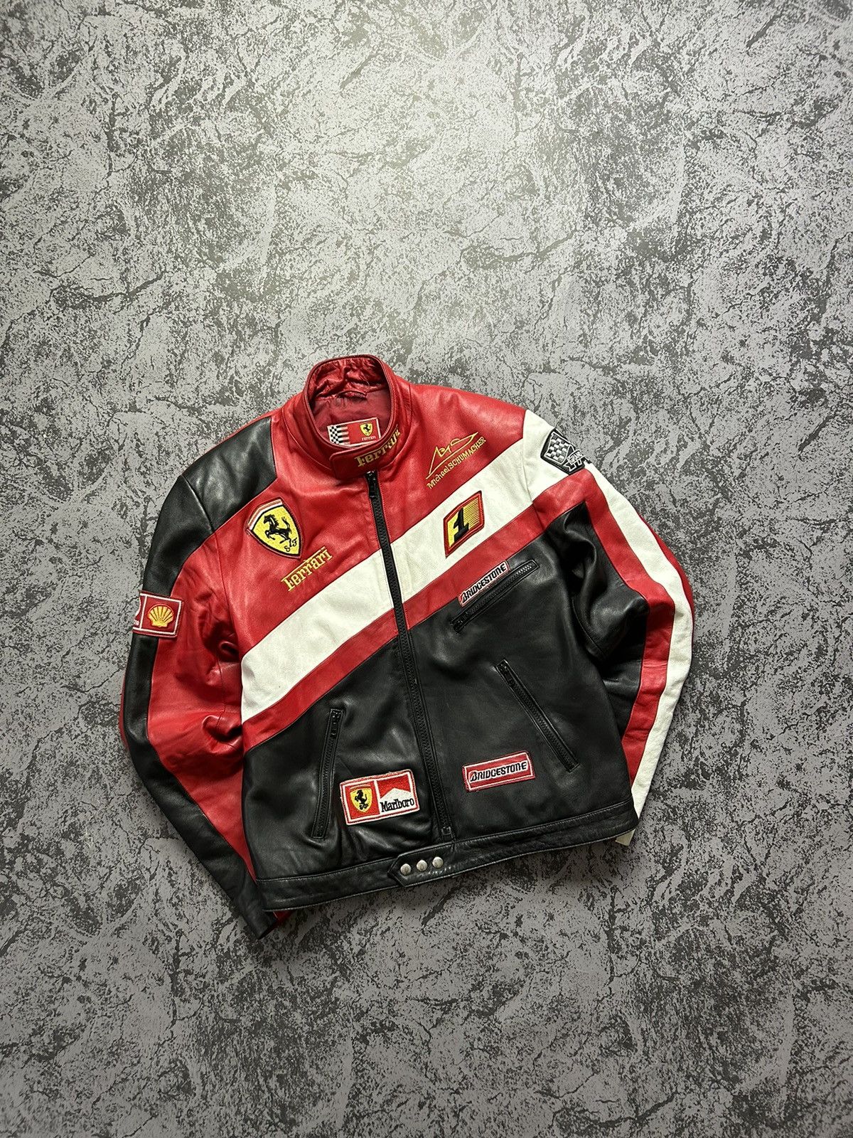 Vintage Vintage Racing Leather Jacket Ferarri 90s Big Logo Rare | Grailed