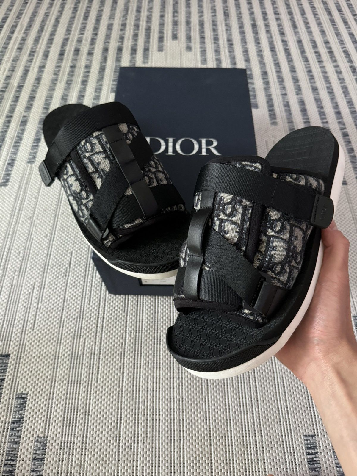 Dior Dior Alpha Sandal- Beige and Black Dior Oblique Jacquard | Grailed