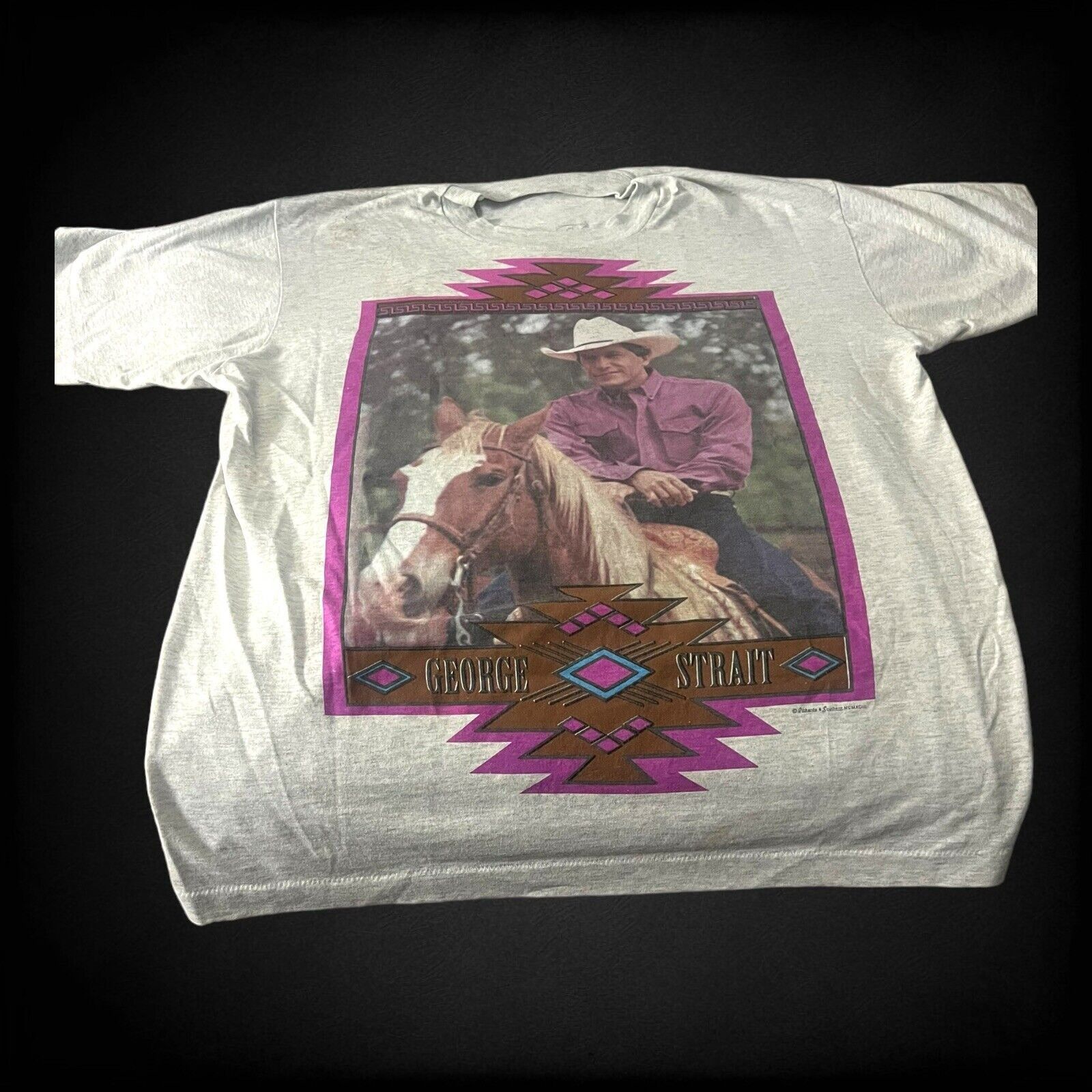 Vintage George Strait Country Concert Tour 90s Light Grey Single Sti ...