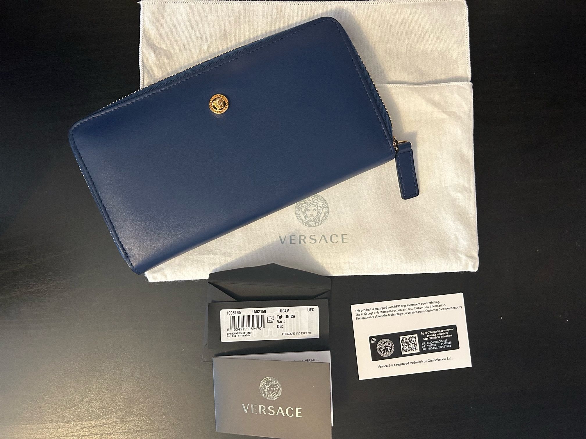 Versace Versace Large Dark Blue Wallet- New | Grailed