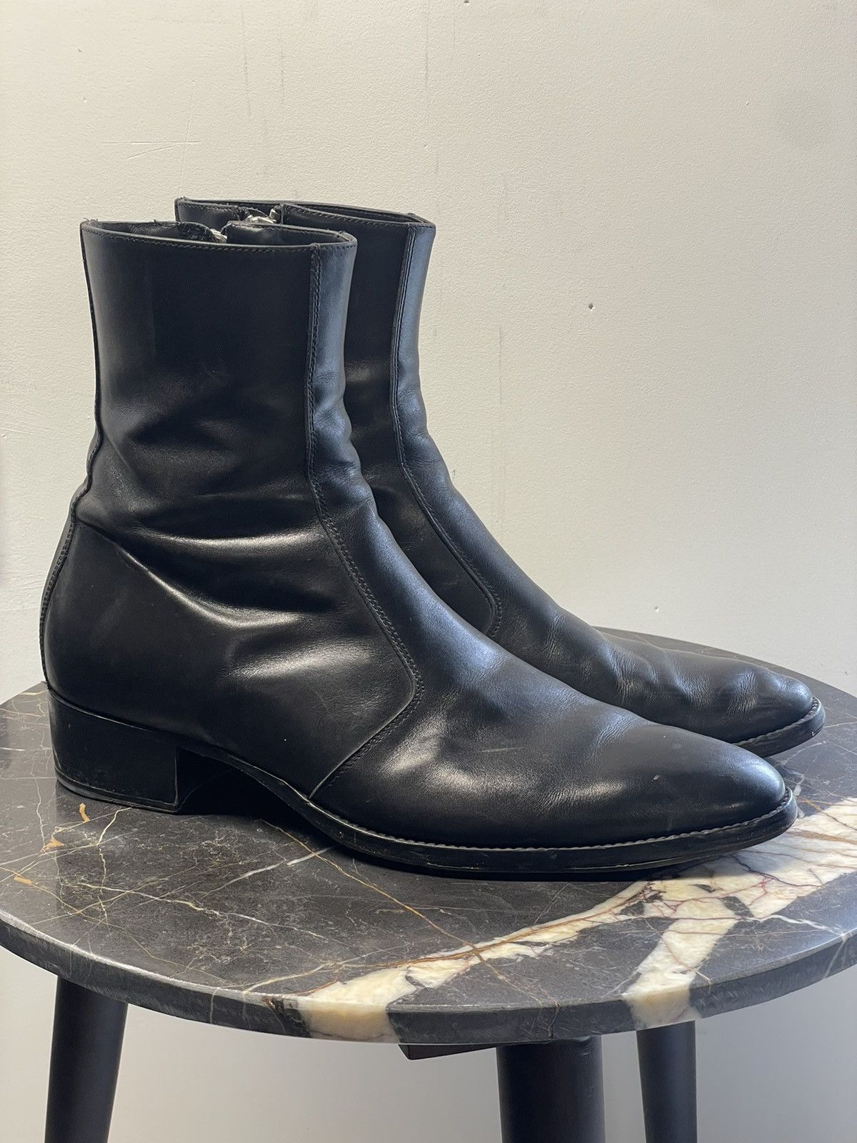 From The First Luca Black Leather Side Zip Boots From The First | Grailed