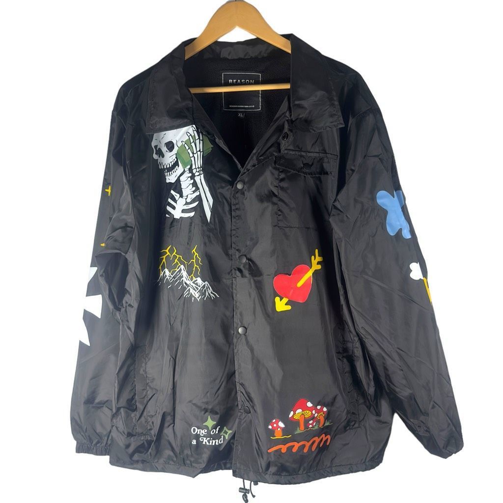 Reason NWT Reason New York Skull & Mushroom Coaches Jacket Men’s XL ...