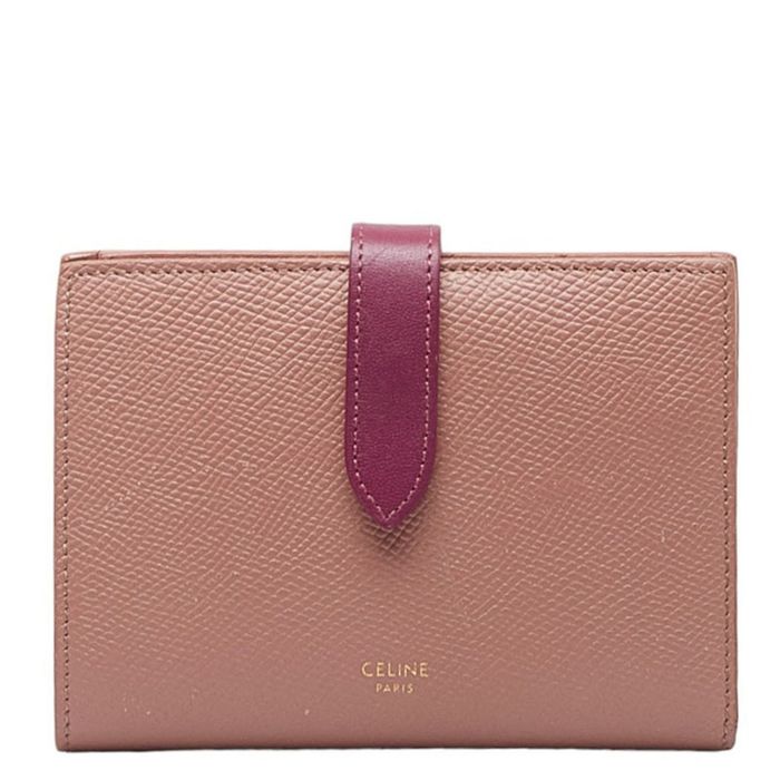 Celine CELINE Small Strap Bifold Wallet 10H263 Rose Wild Berry Pink ...