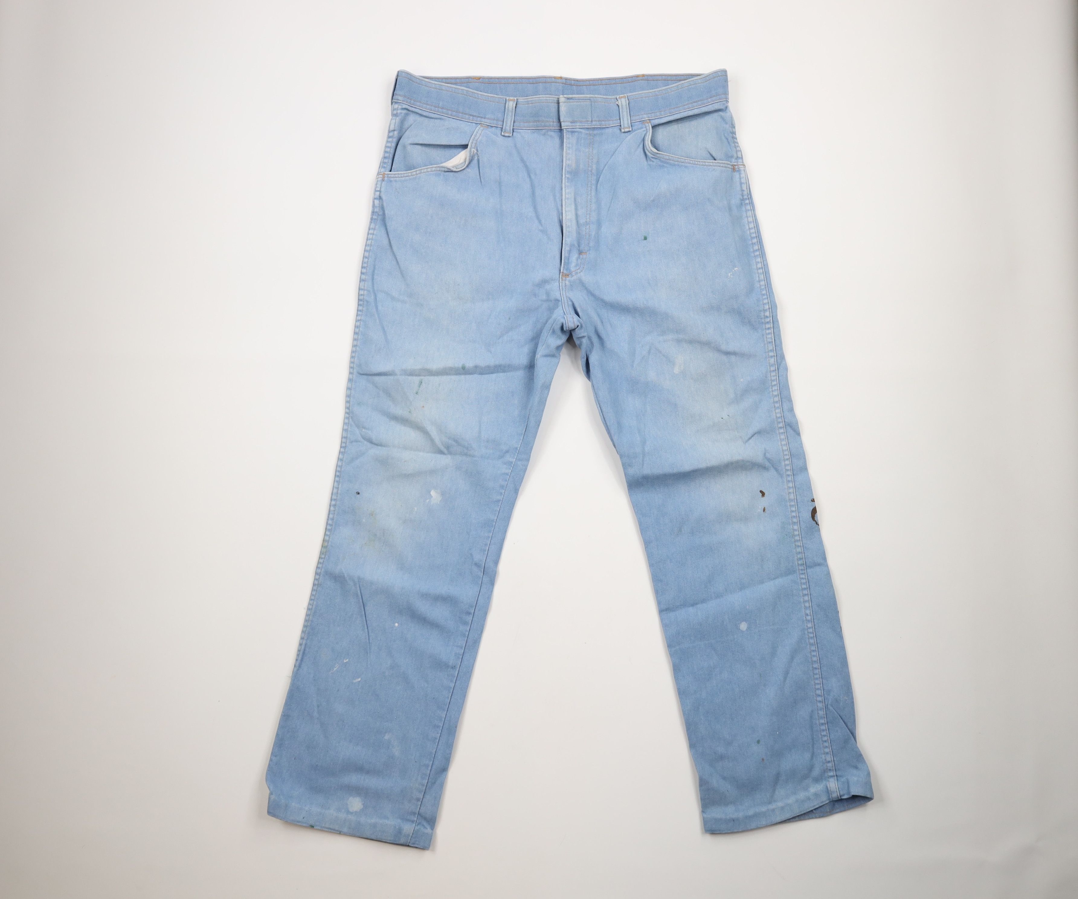 Vintage Vintage 70s Wrangler Flared Wide Leg Denim Jeans Blue USA | Grailed