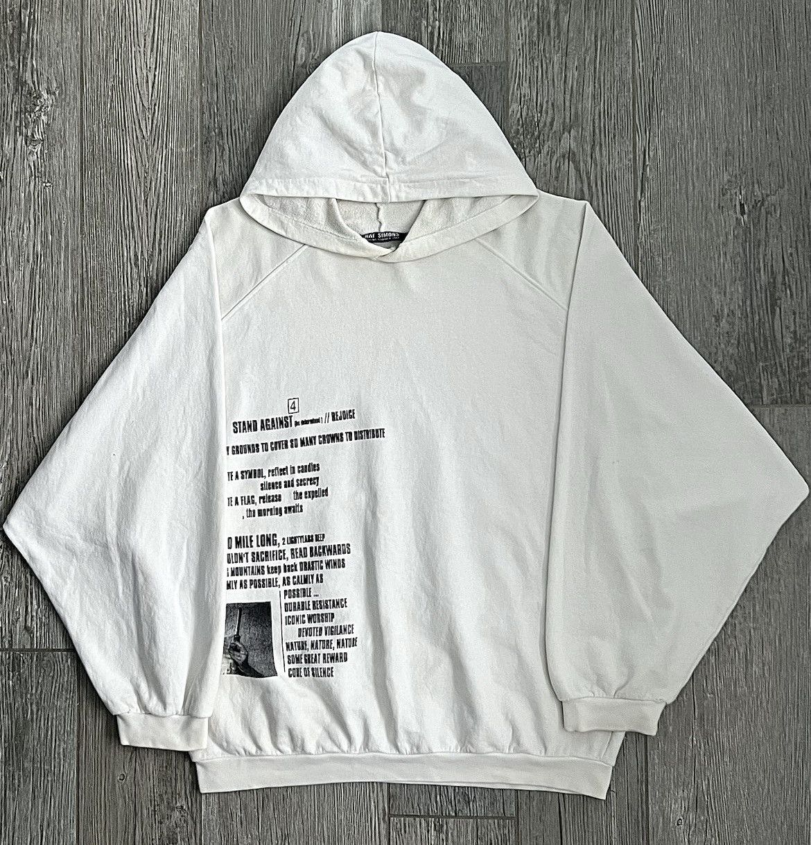 Raf Simons SS2002 Raf Simons Sample Kollaps White OS Runway Hoodie ...