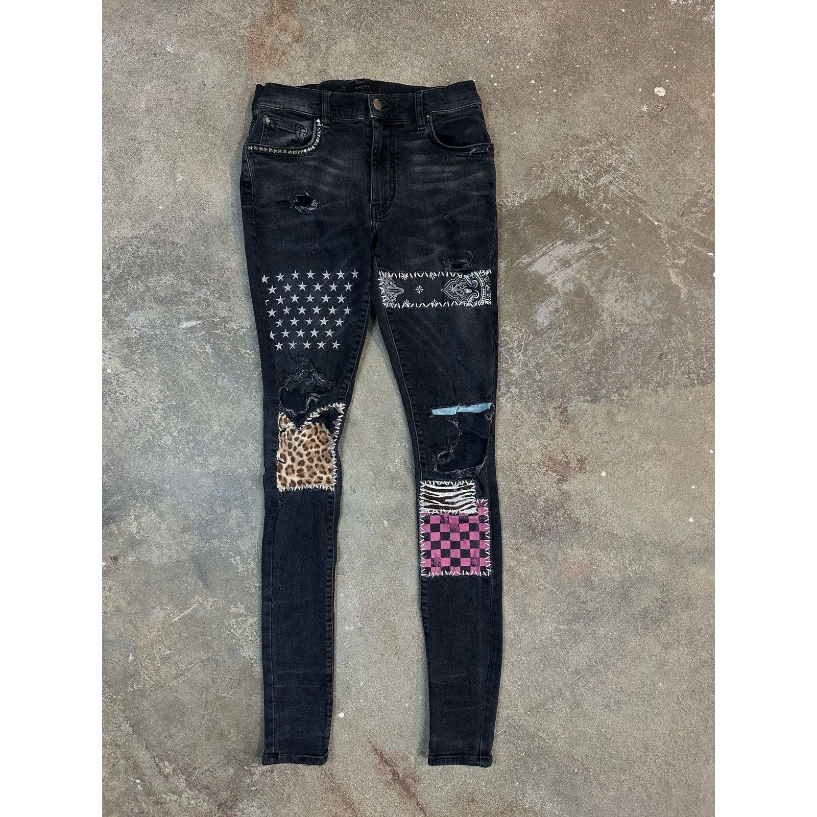 Amiri Amiri Jeans Black Patches Used 30 | Grailed