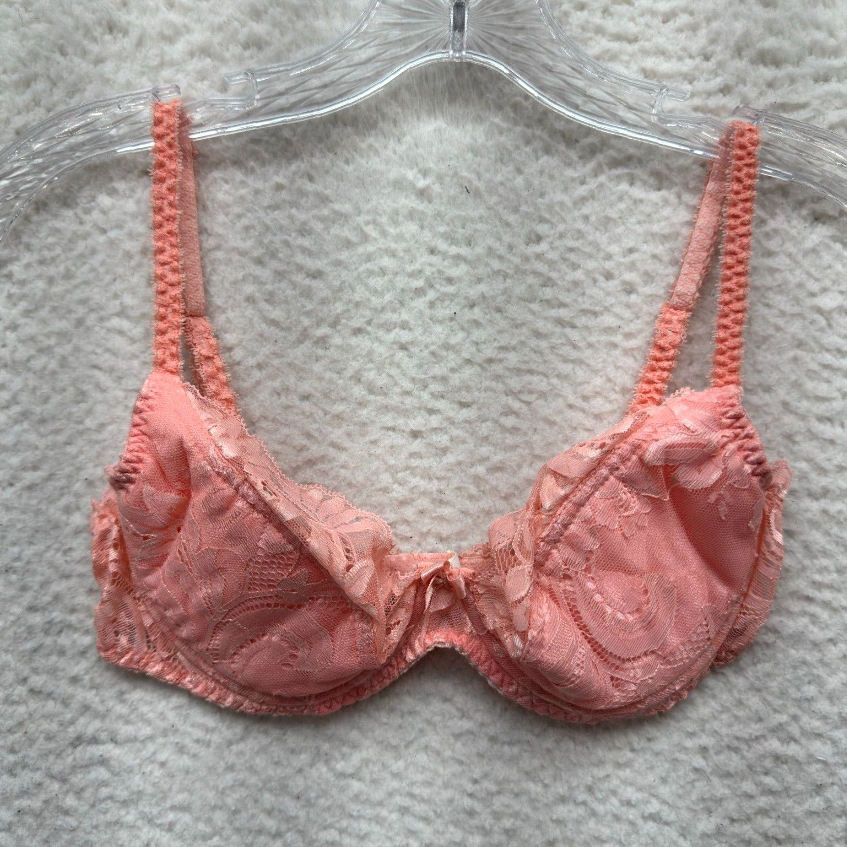 Victoria's Secret Salmon Pink Frilly Coquette Gold Label 34C Bra from ...