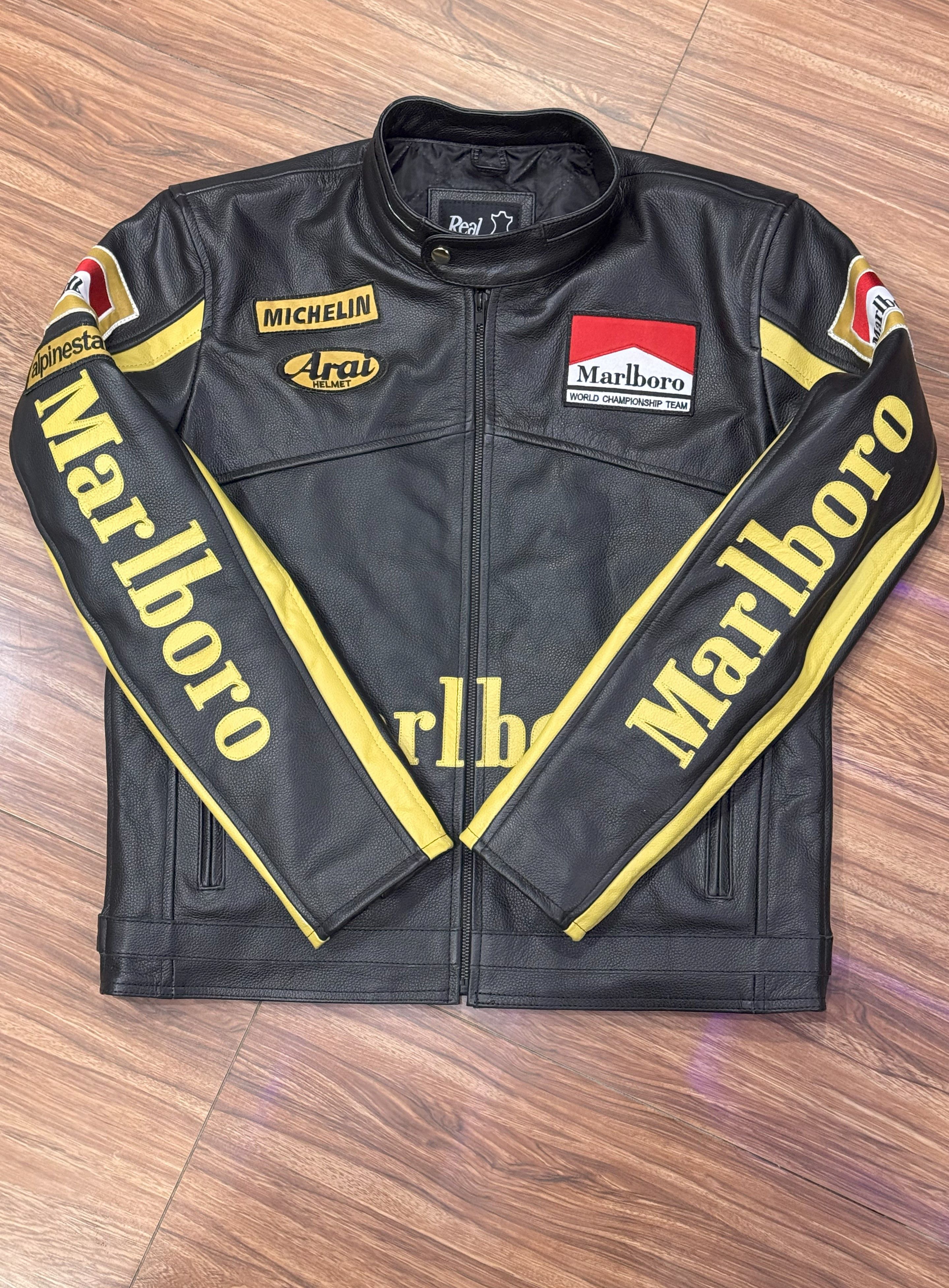 Leather Jacket × Racing × Streetwear Marlboro Mens Vintage Racing Rare ...