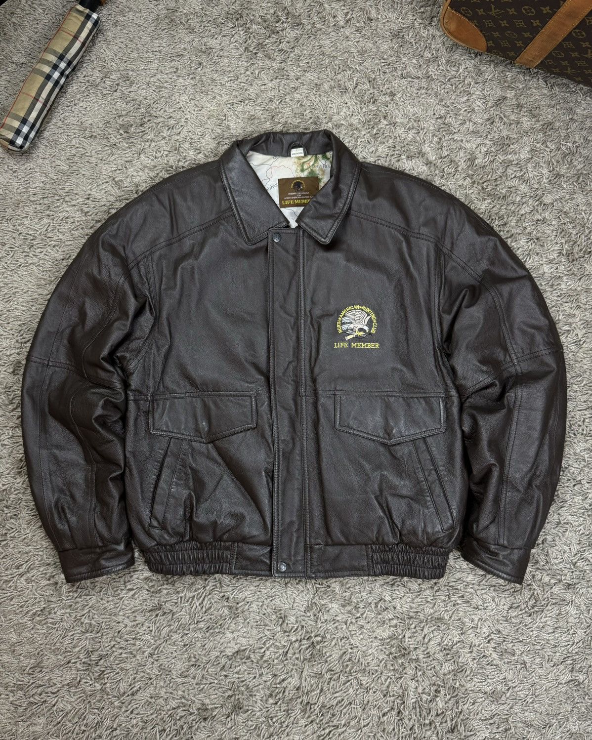 Leather Jacket × Streetwear × Vintage Vintage leather bomber pilot ...