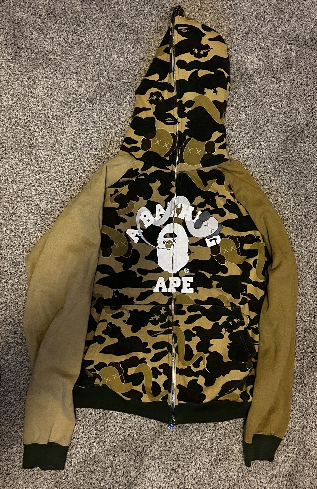 Bape Bape x Kaws Bendy Camo College Full Zip Hoodie | Grailed