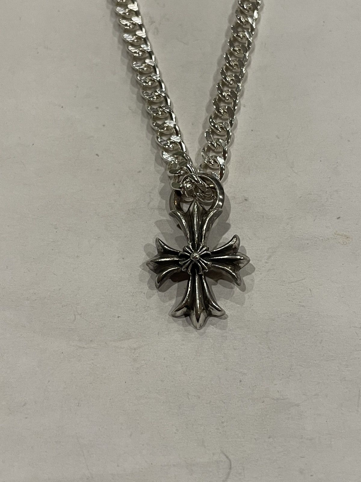 Chrome Hearts Chrome Hearts Double Cross Pendant Chain Silver Necklace ...