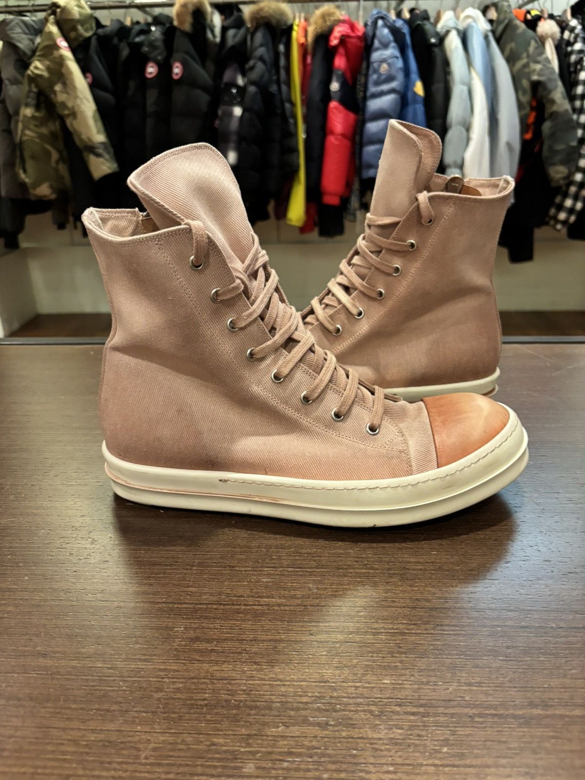 Rick Owens Rick Owens High Top Ramones ‘Salmon Dye’ | Grailed