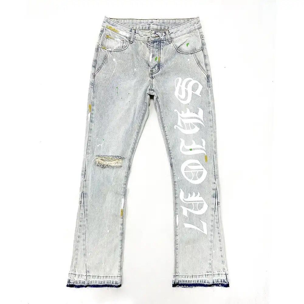 Designer Denim Pants Heavy Weight Ripped On Knee Male Trousers | Grailed