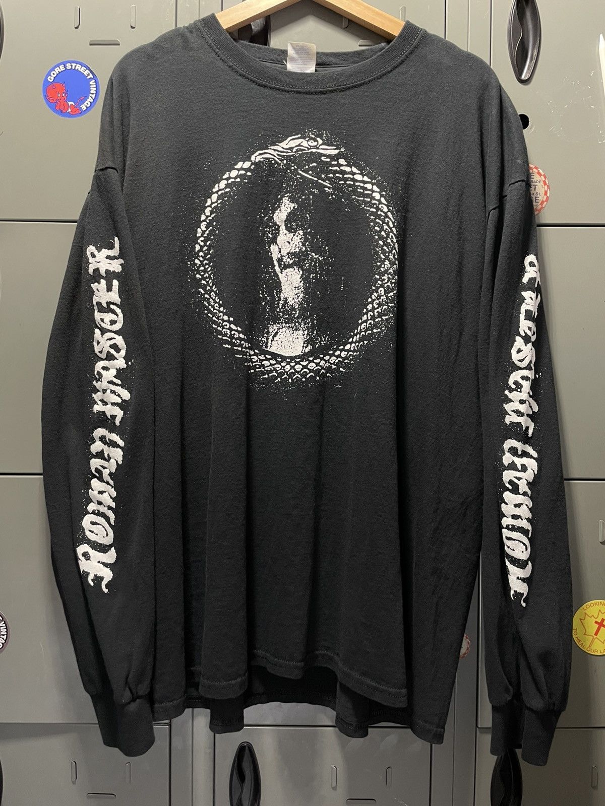 Band Tees × Vintage Long sleeve metal goth band hardcore black text art ...