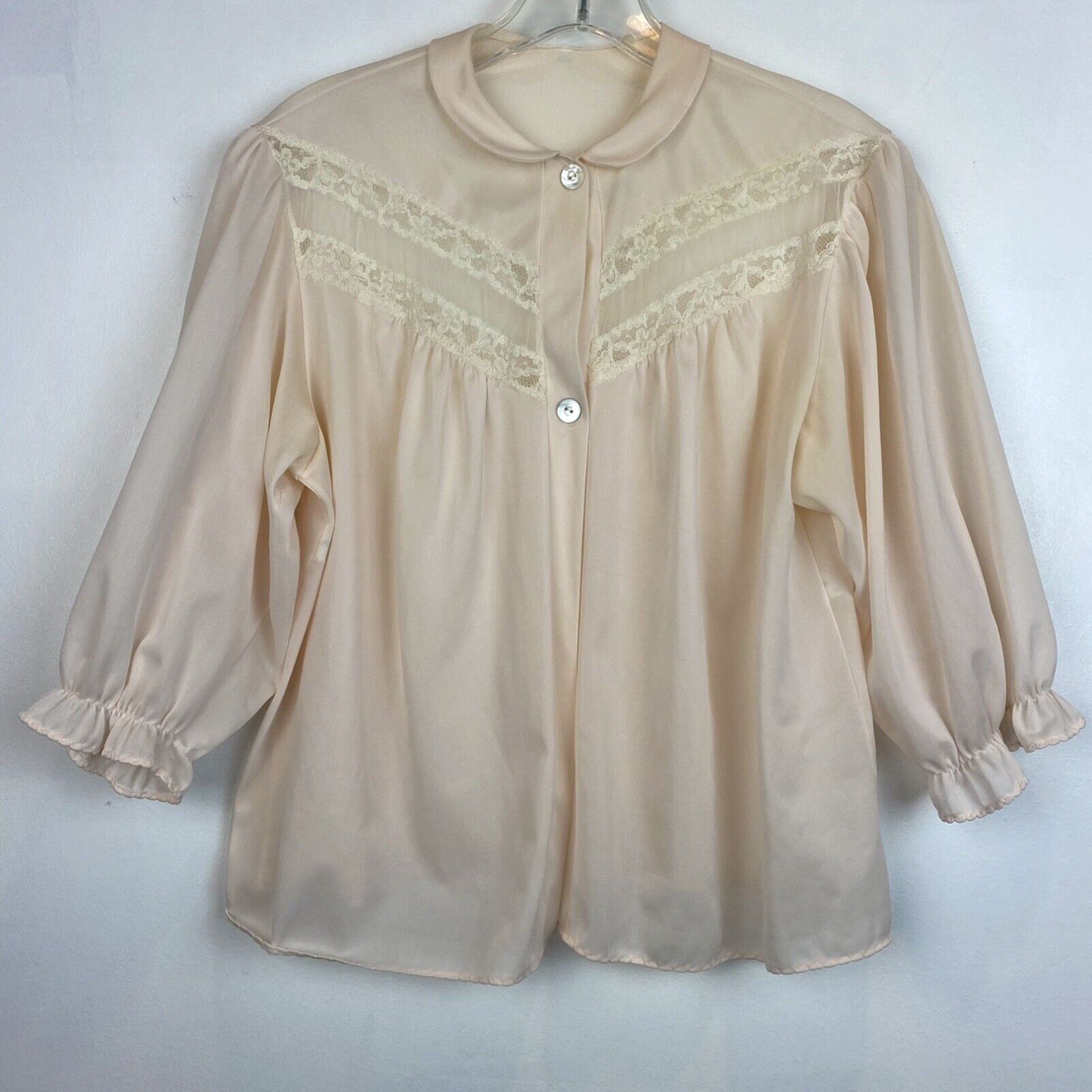 Pinko Soft Pale Pink and Ivory Lace Embellished Relaxed Fit Sleeping ...