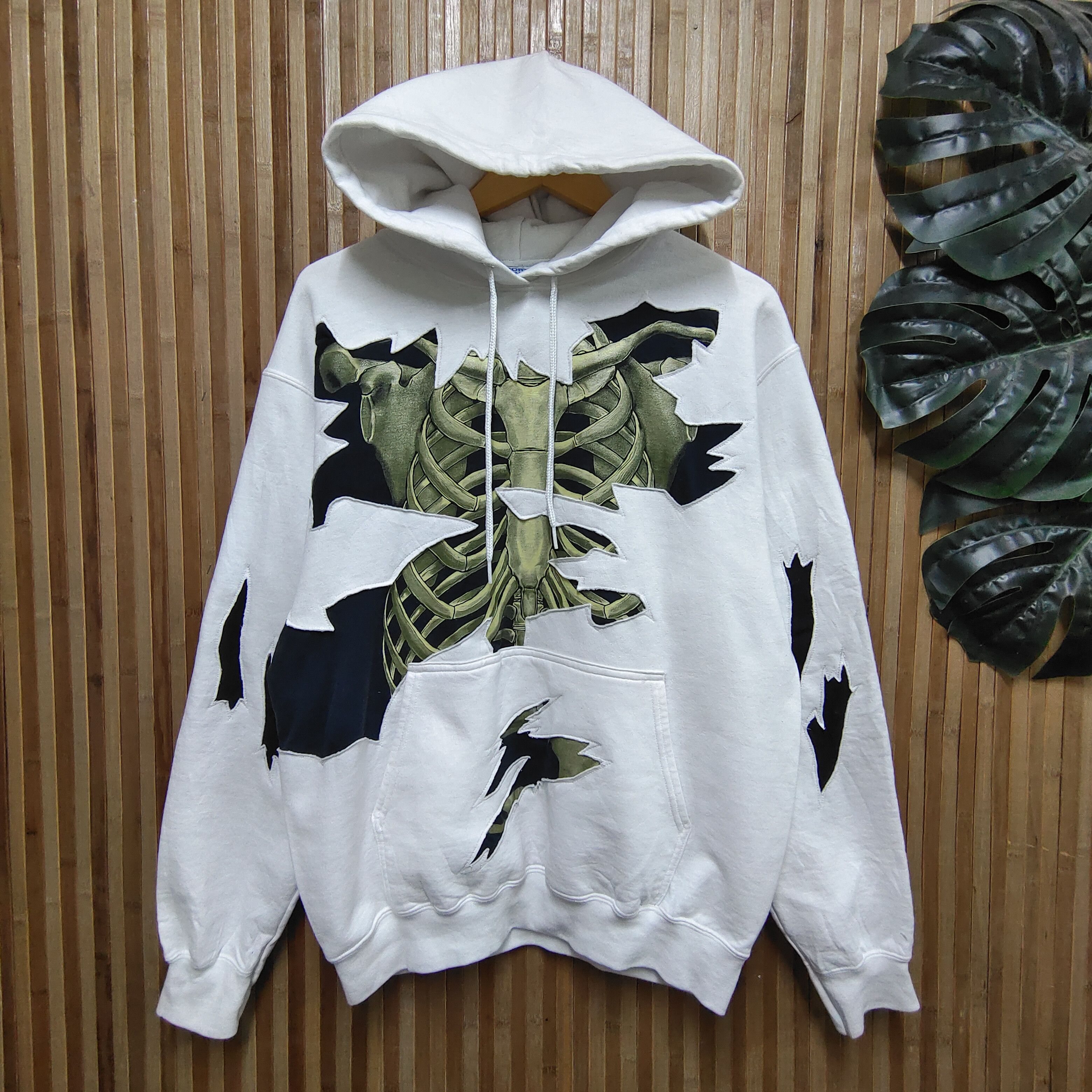 Custom × Streetwear Custom Rework Skeleton Torn Style Hoodie | Grailed